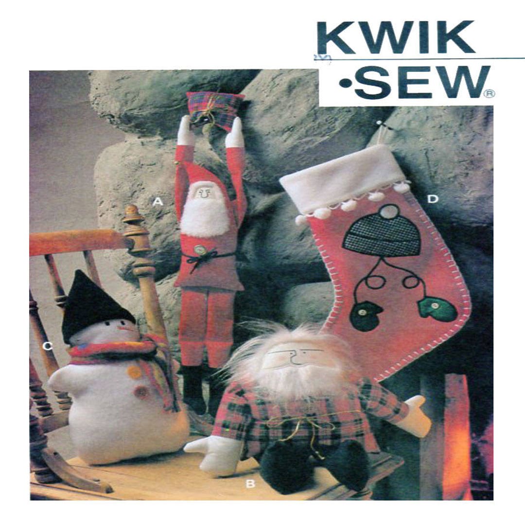 Kwik Sew 2614, Rustic, SANTA CLAUS, St. Nick, Snowman, Stocking, Soft ...
