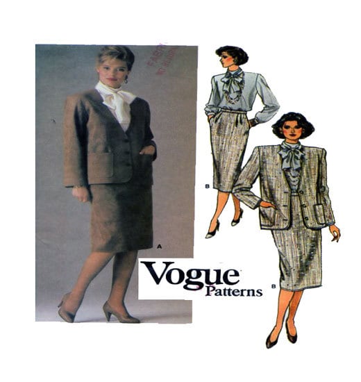 Women Suit, Sewing Pattern, Vogue 9359, Collarless Blazer, Button Front ...
