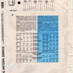 Vogue 1508, 80s Calvin Klein, Women Pant / Ladies Trouser Sewing ...