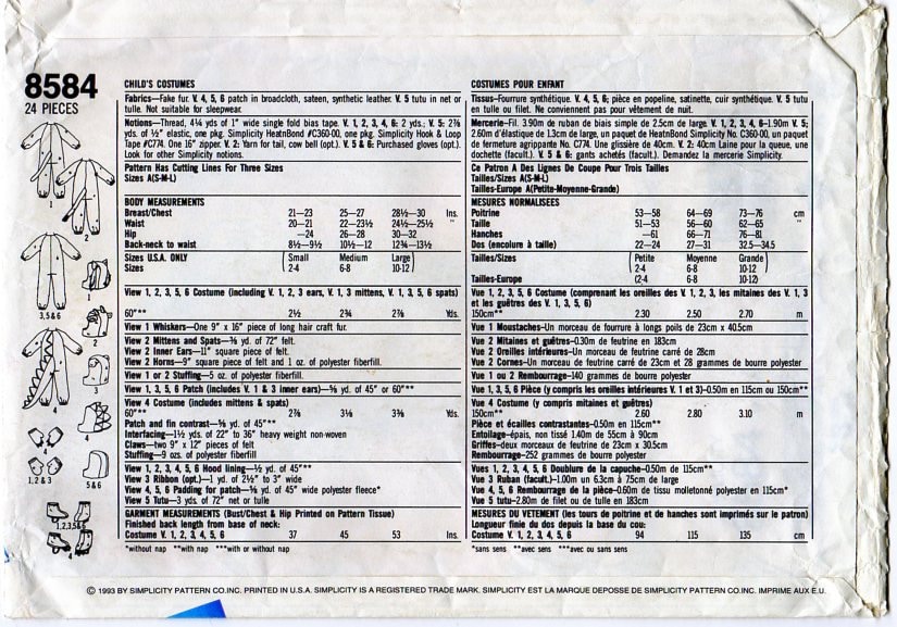 Child Halloween Costume Pattern Simplicity 8584 / 0671 - Etsy