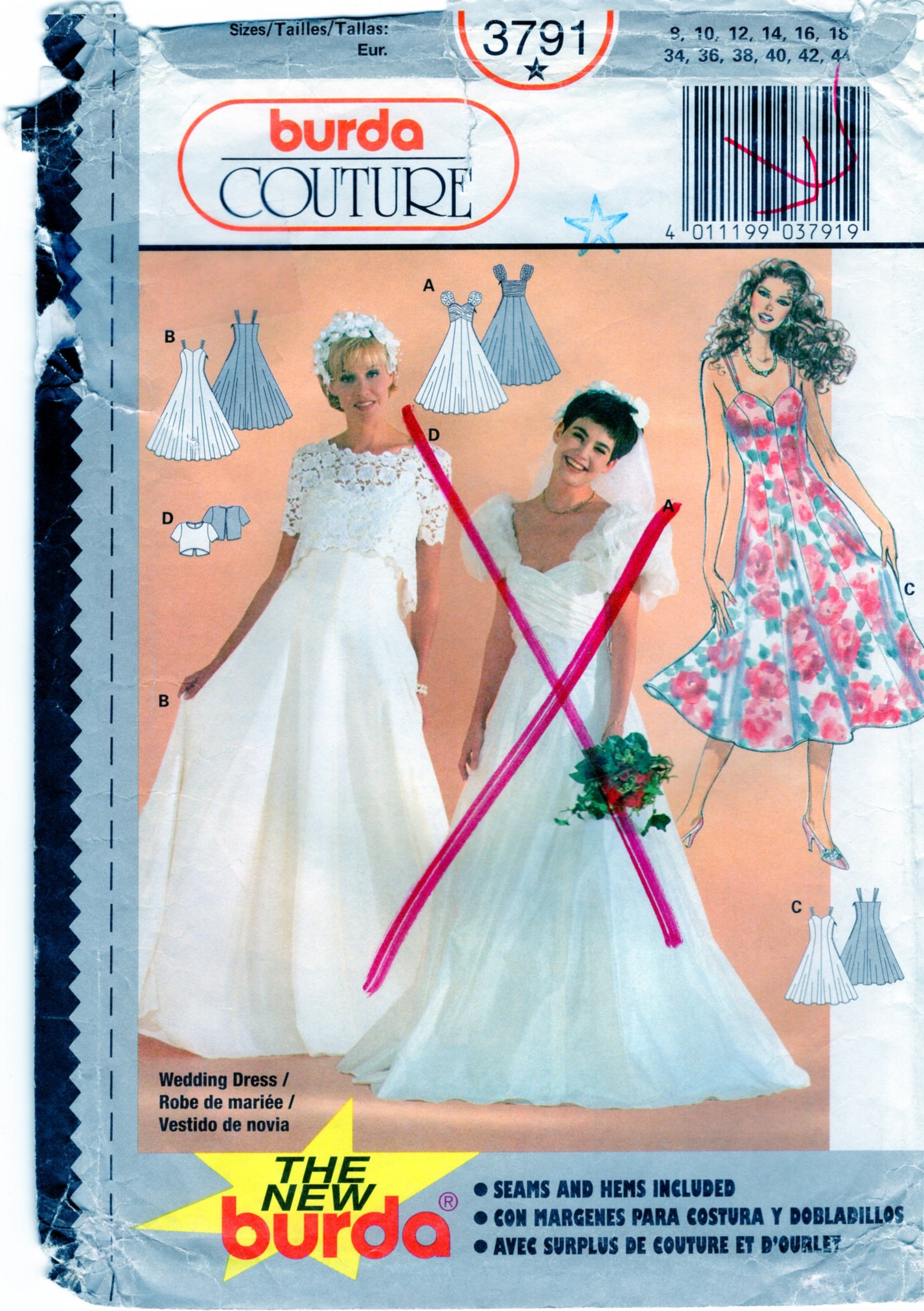 Burda 3791, Burda Couture, Fit Flare Wedding Dress. Cross Bodice ...