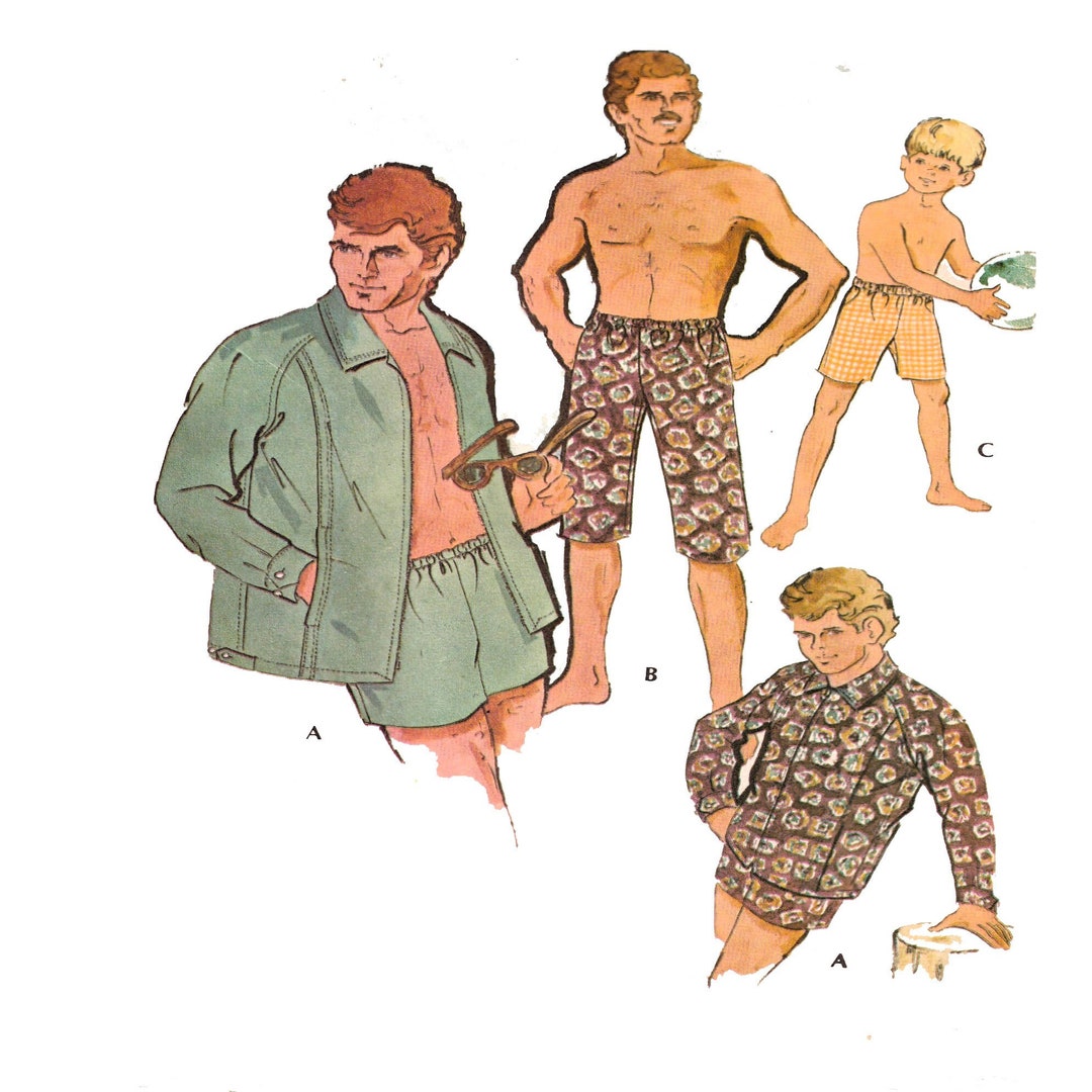 Men Sportswear Sewing Pattern, Mccalls 2404, Swimsuit, Swim Trunks ...