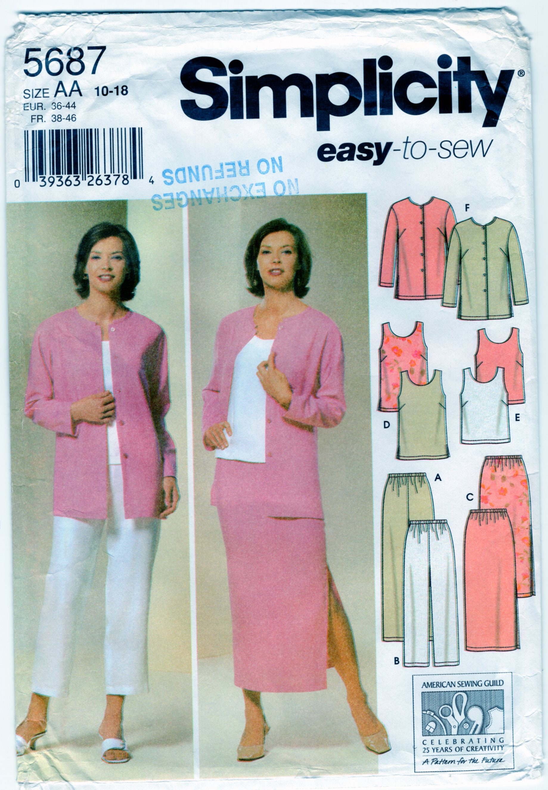 Simplicity 5687 Women Coordinates Pattern, Tunic Top, Long Sleeve ...