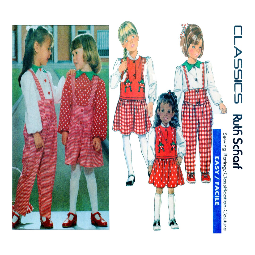 RUTH SCHARF, Butterick 4328, Children Overalls, Collar, Long Sleeve Top ...