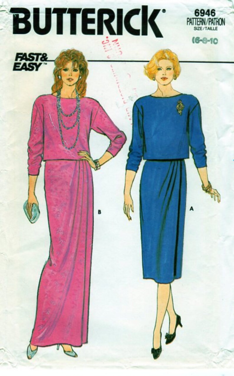 Butterick 6946, Women, 2 Piece Dress, Elegant Gown, Sewing Pattern ...