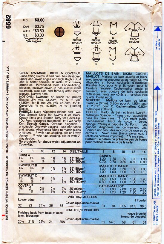 Butterick 6852, Swimsuit, Bikini, Swimwear, Beach Fashion, Teen, Junior ...