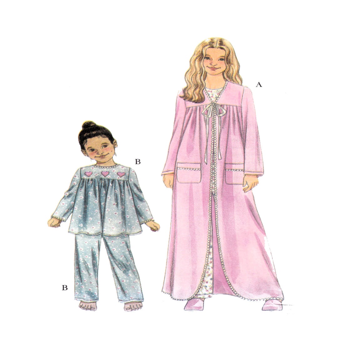Girls Nightwear Simplicity 9020 Sewing Pattern, Long Bathrobe, Two ...