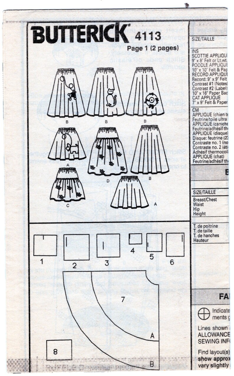 Butterick 4413, Children / Teen Poodle Skirt, 50s Fashion Youth ...