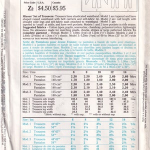 Style 4598, Women Pants Sewing Pattern, Pull on Elastic Waist, Crop ...