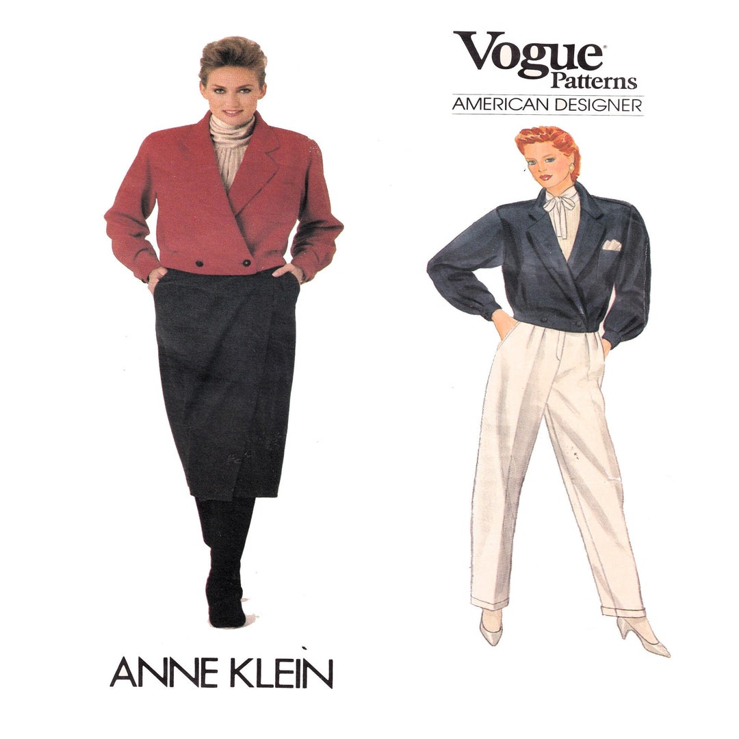 ANNE KLEIN, Women Suit Sewing Pattern, Vogue 1055, Short Tuxedo Lapel ...