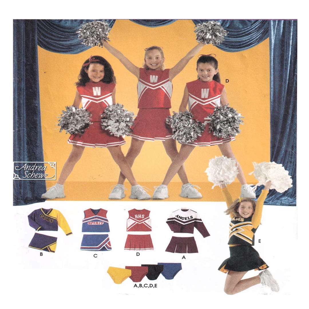 Vintage 2000s Cheerleader Costume Sewing Pattern Girls Uniform Set Size ...