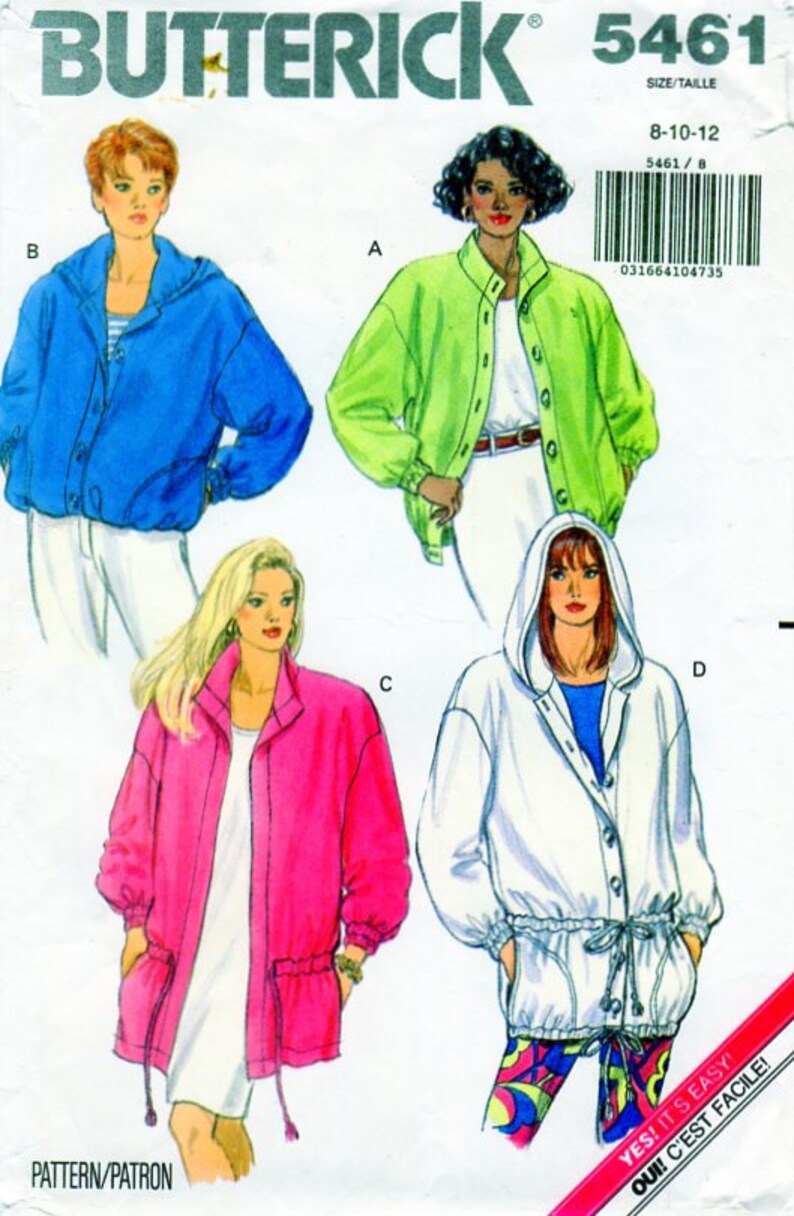 Butterick 5461, Women Sportswear, Sewing Pattern, Coat, Jacket, Button ...