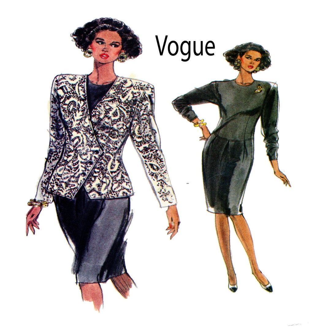Vogue 7668 Women Dress Sewing Pattern, 80s Fashion, Round Neckline, Fit ...