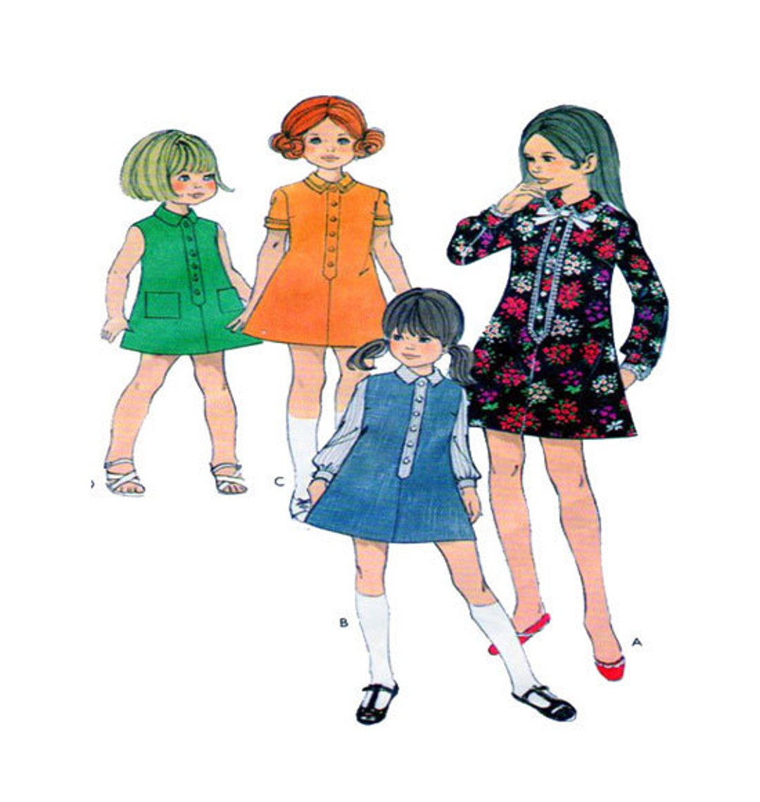Style 2596, Girl Dress, Sewing Pattern, Long Sleeve Dress, Short Sleeve ...