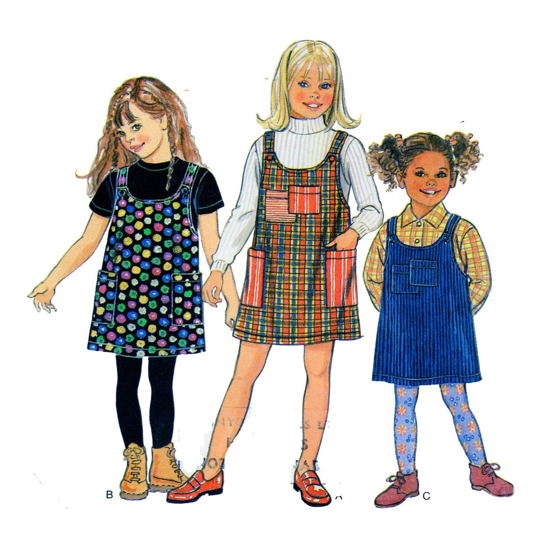 New Look 6655, Child Jumper Dress Sewing Pattern, Round Neckline, Patch ...