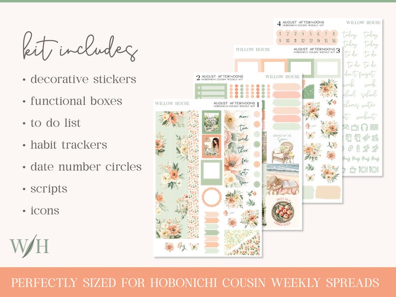 August Afternoons Hobonichi Cousin Weekly Sticker Kit – Functional ...