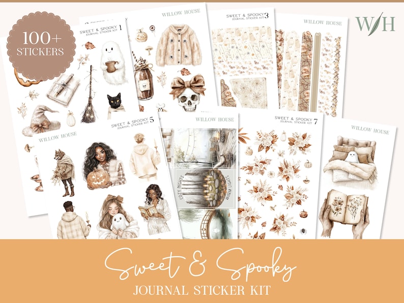 Sweet and Spooky Journal Sticker Kit – Watercolor Decorative Stickers ...