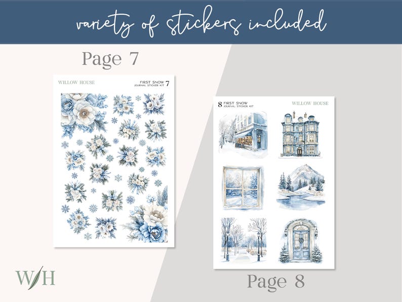 Journal Sticker Kit – First Snow – Watercolor Decorative Stickers for ...