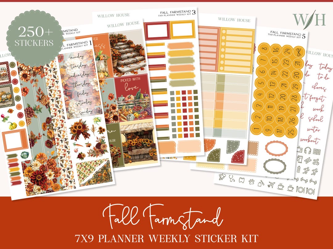 Fall Farmstand 7x9 Weekly Planner Sticker Kit – Erin Condren & Happy ...