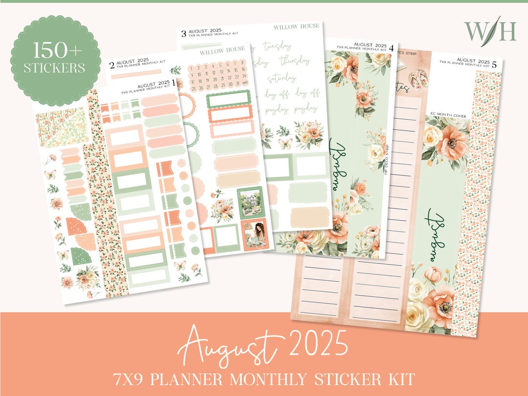 August 2025 7x9 Monthly Planner Sticker Kit – Erin Condren & Happy ...