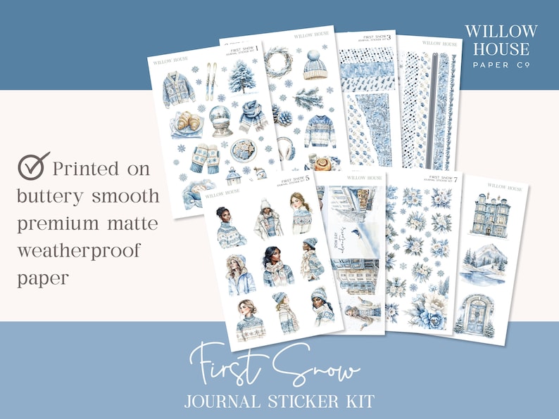 Journal Sticker Kit – First Snow – Watercolor Decorative Stickers for ...