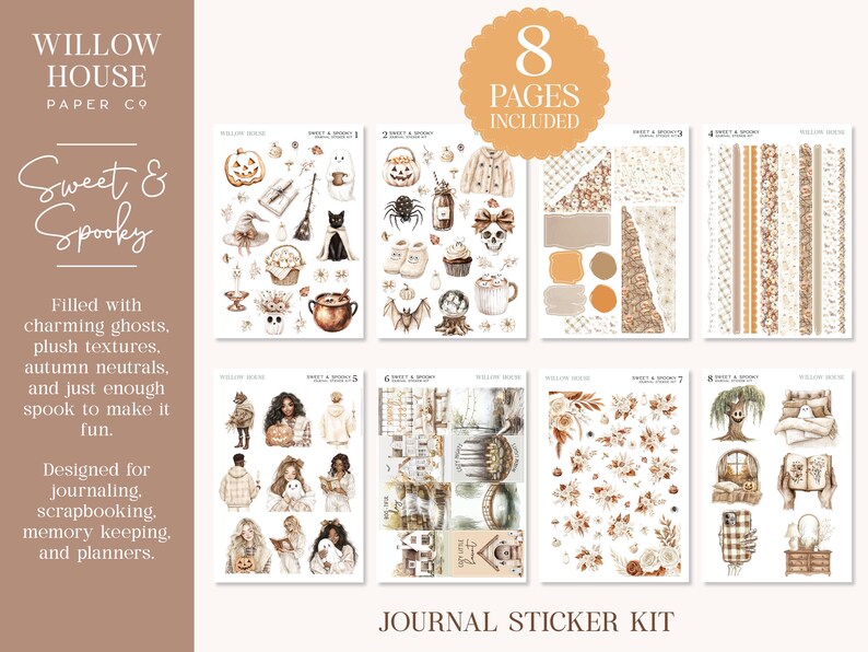 Sweet and Spooky Journal Sticker Kit – Watercolor Decorative Stickers ...