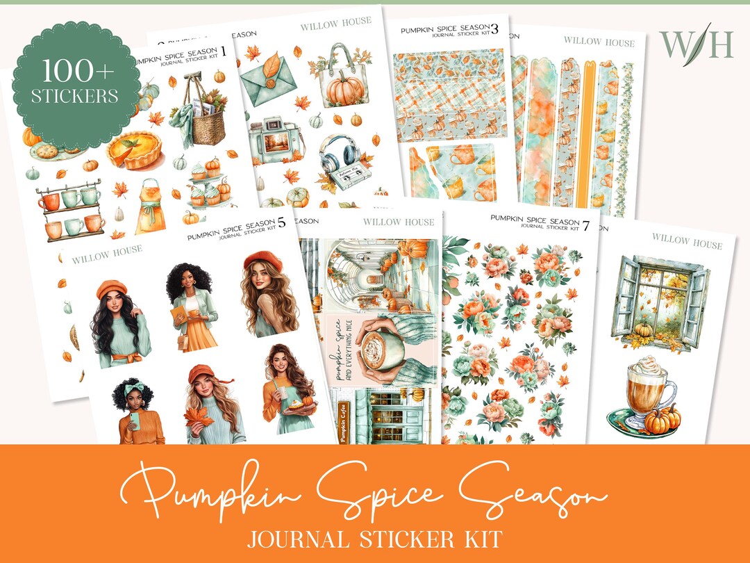 Journal Sticker Kit – Pumpkin Spice Season – Watercolor Decorative ...