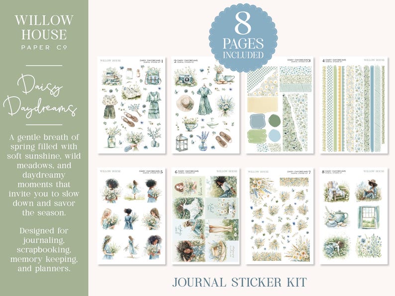 Daisy Daydreams Journal Sticker Kit – Decorative Stickers for ...