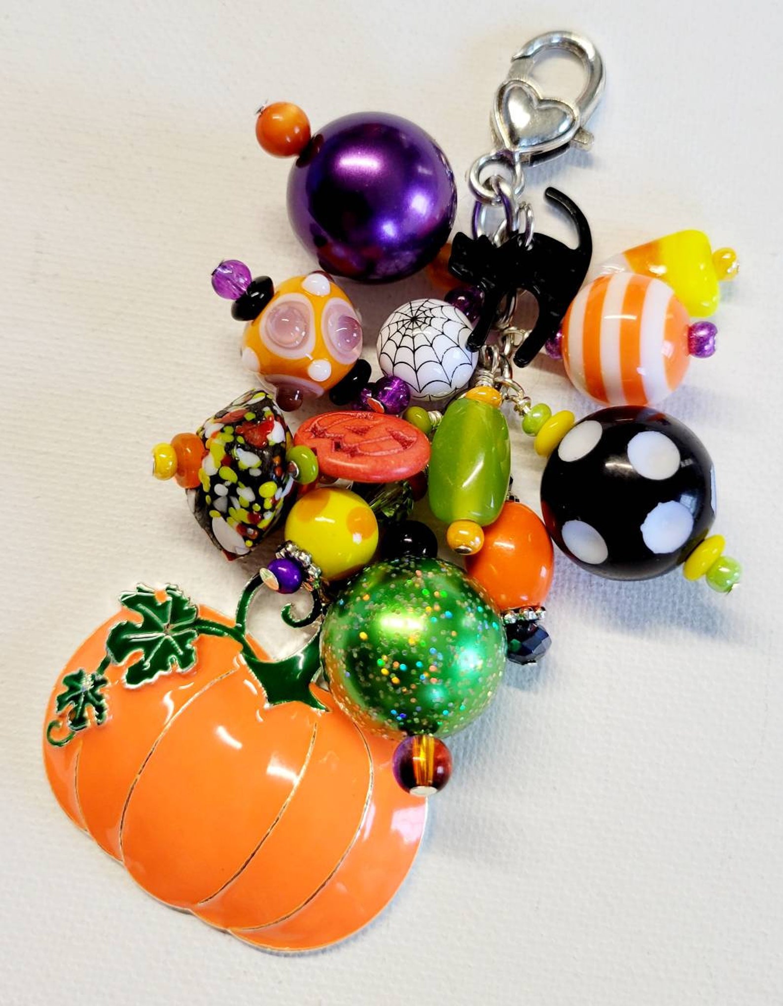 Halloween Beaded Pumpkin Purse Charm: Autumn Tote Bag Charm - Etsy
