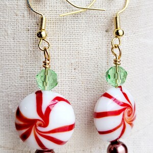 Festive Christmas Charm Necklace and Earrings Set: Peppermint ...