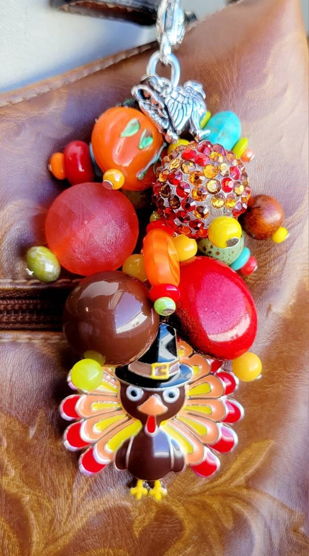 Fall Thanksgiving Turkey Beaded Purse Charm Purse Bling Tote - Etsy