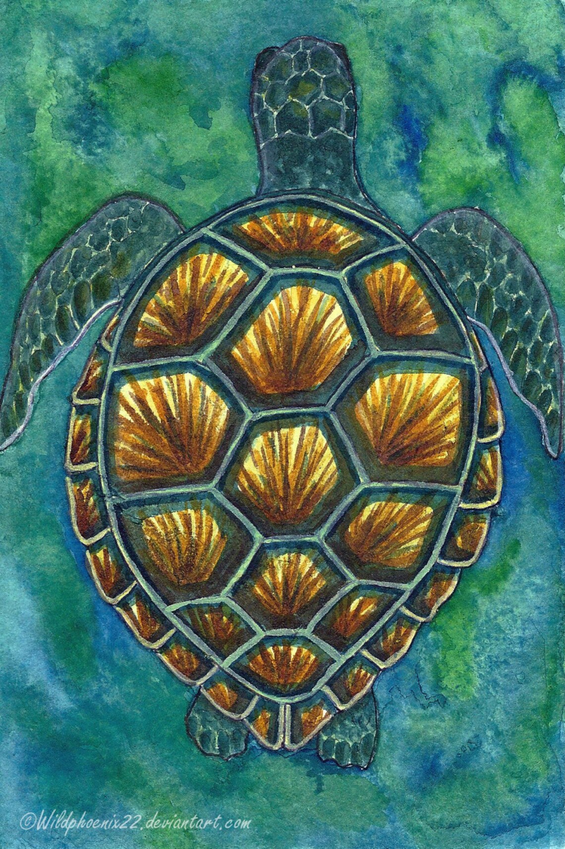 Green Sea Turtle Art PRINT Original Watercolor Painting - Etsy