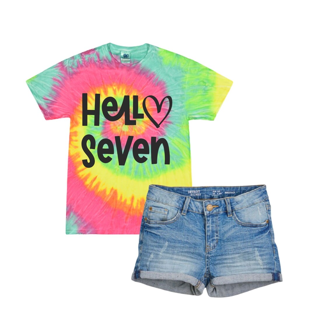 7th Birthday Shirt, Seventh Birthday,hello Seven, 7 Year Old, Girls 7th ...