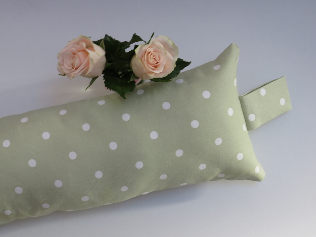 Draught Excluder, in Green 'dotty' Fabric With Removable Inner Cushion ...
