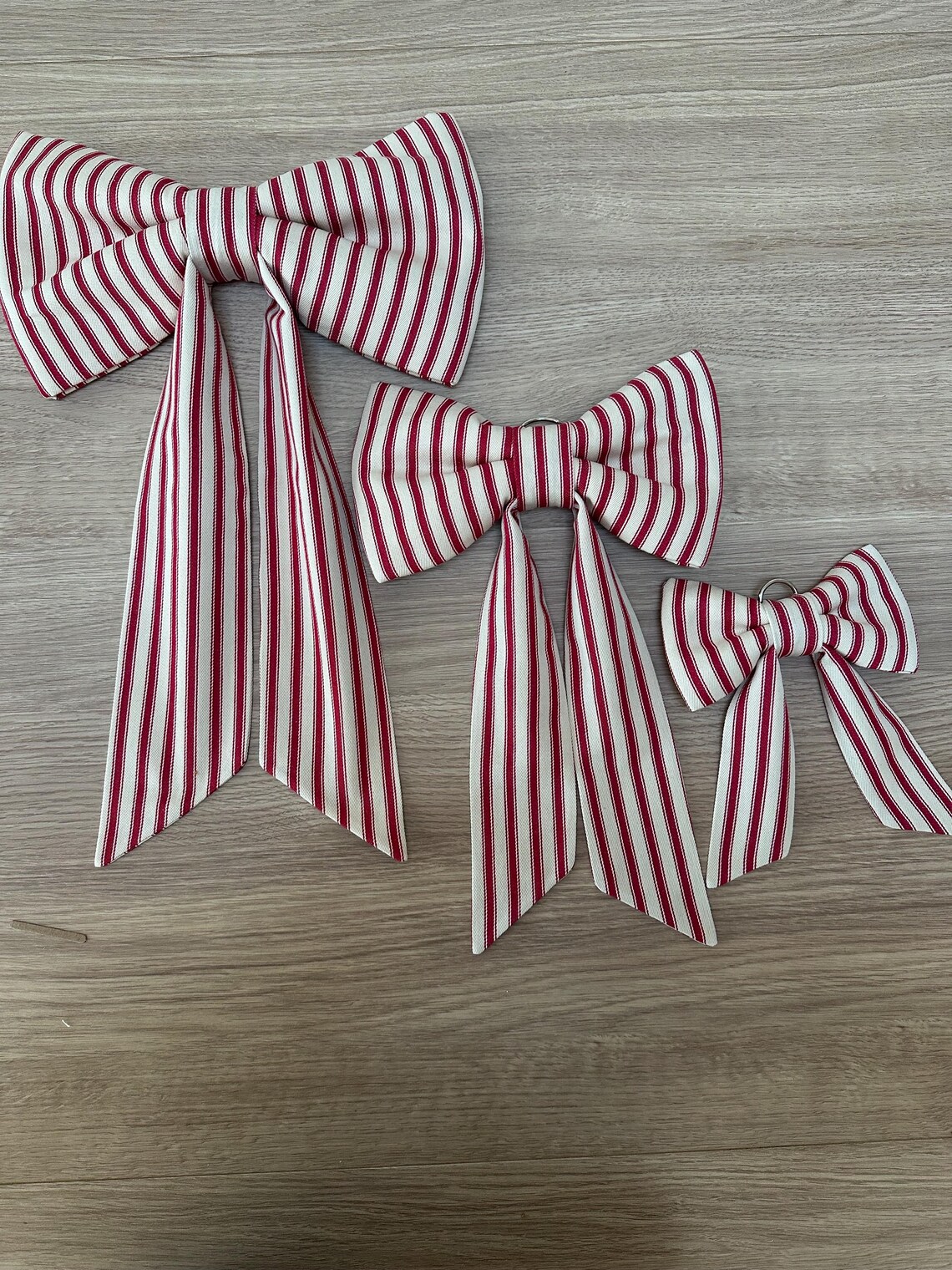 Decorative Shabby Chic Christmas Red Stripey Fabric Bow (small, Medium ...