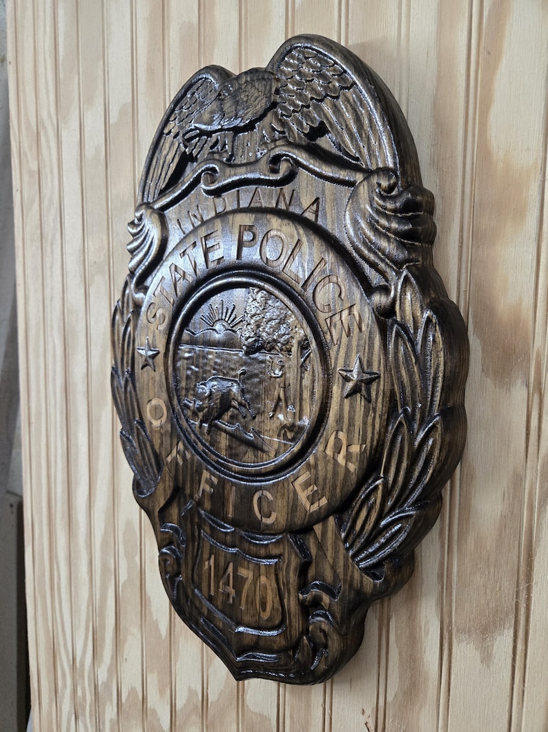 Personalized Indiana State Police Badge Wood Sign - V Carved - Etsy