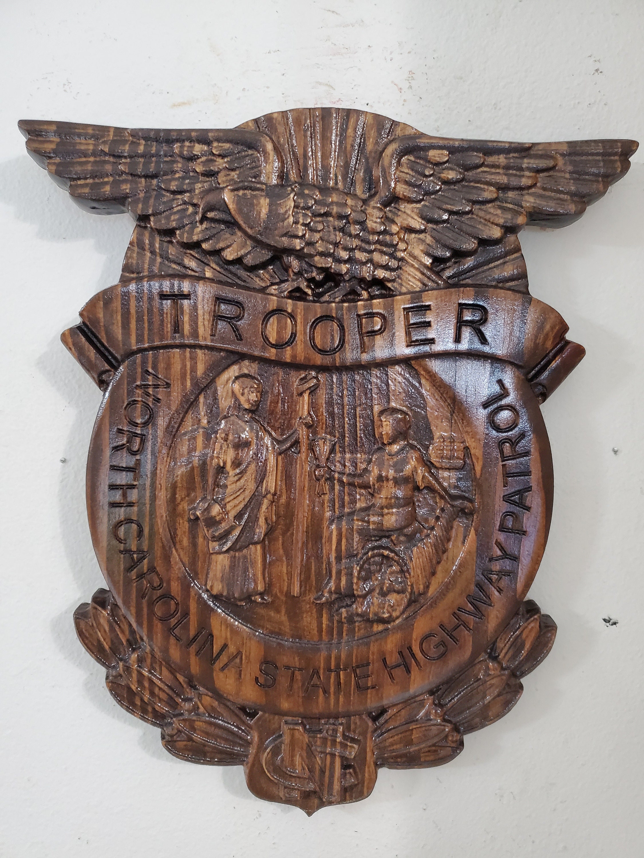 Personalized NC State Trooper Badge: 3D Carved Wood Sign - Etsy