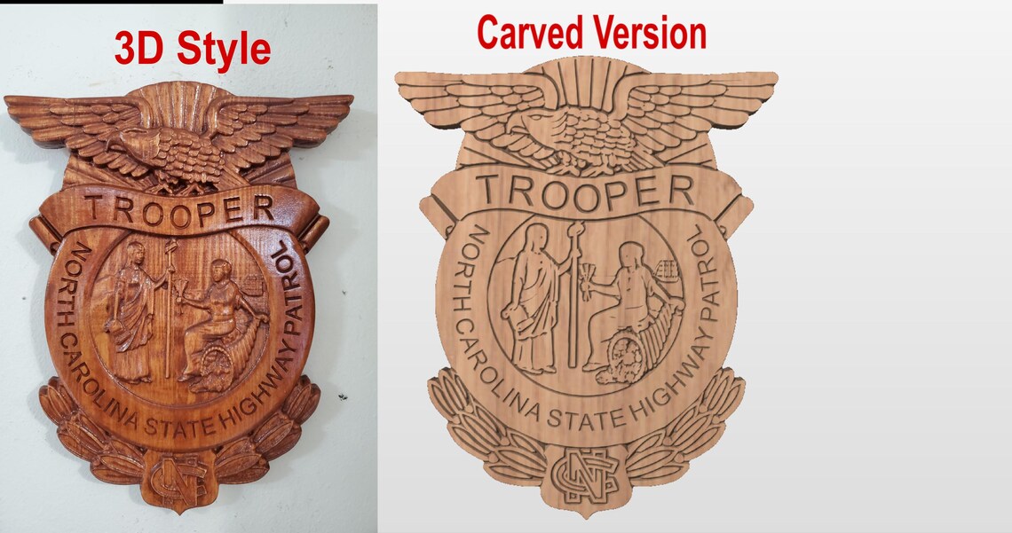 Personalized NC State Trooper Badge: 3D Carved Wood Sign - Etsy