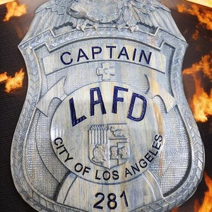 LAFD Los Angeles Firefighter Badge - 3D V CARVED - Personalized Police ...