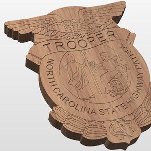Personalized NC State Trooper Badge: 3D Carved Wood Sign - Etsy