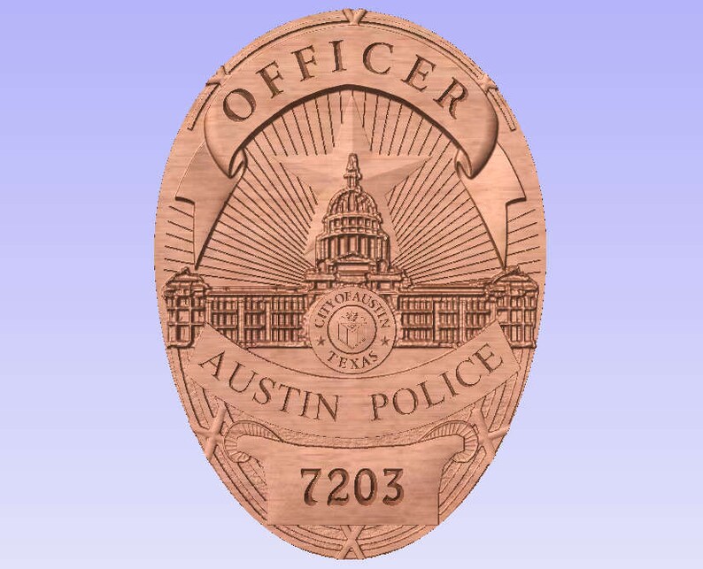 Austin Texas Police Badge 3D V CARVED Personalized Police - Etsy