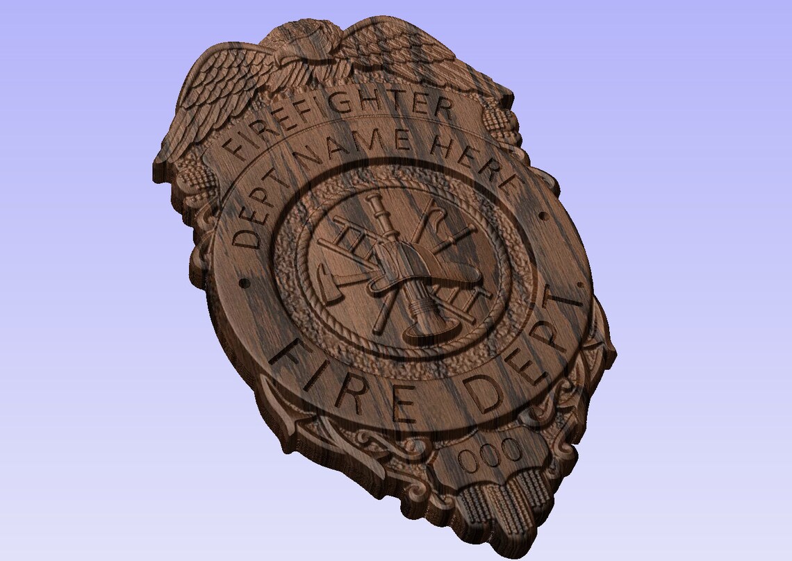 Custom Fire Dept Firefighter Badge 3D V Carved Wood Sign - Etsy