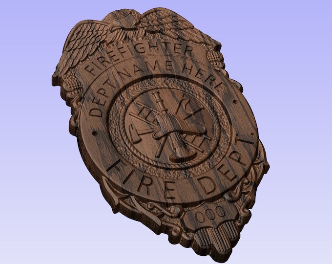 Custom Fire Dept Firefighter Badge 3D V Carved Wood Sign - Etsy