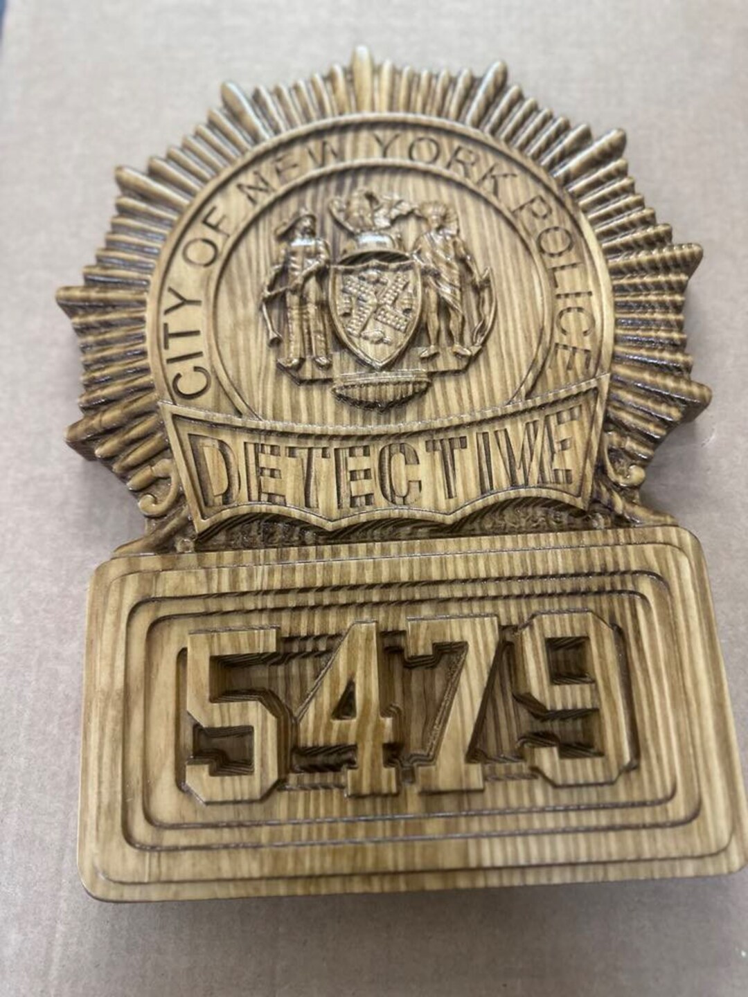 Custom NYPD Detective Badge 3D V Carved Wood Sign - Etsy