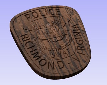 Richmond Police Officer Badge 3D V CARVED Personalized Police Badge V ...