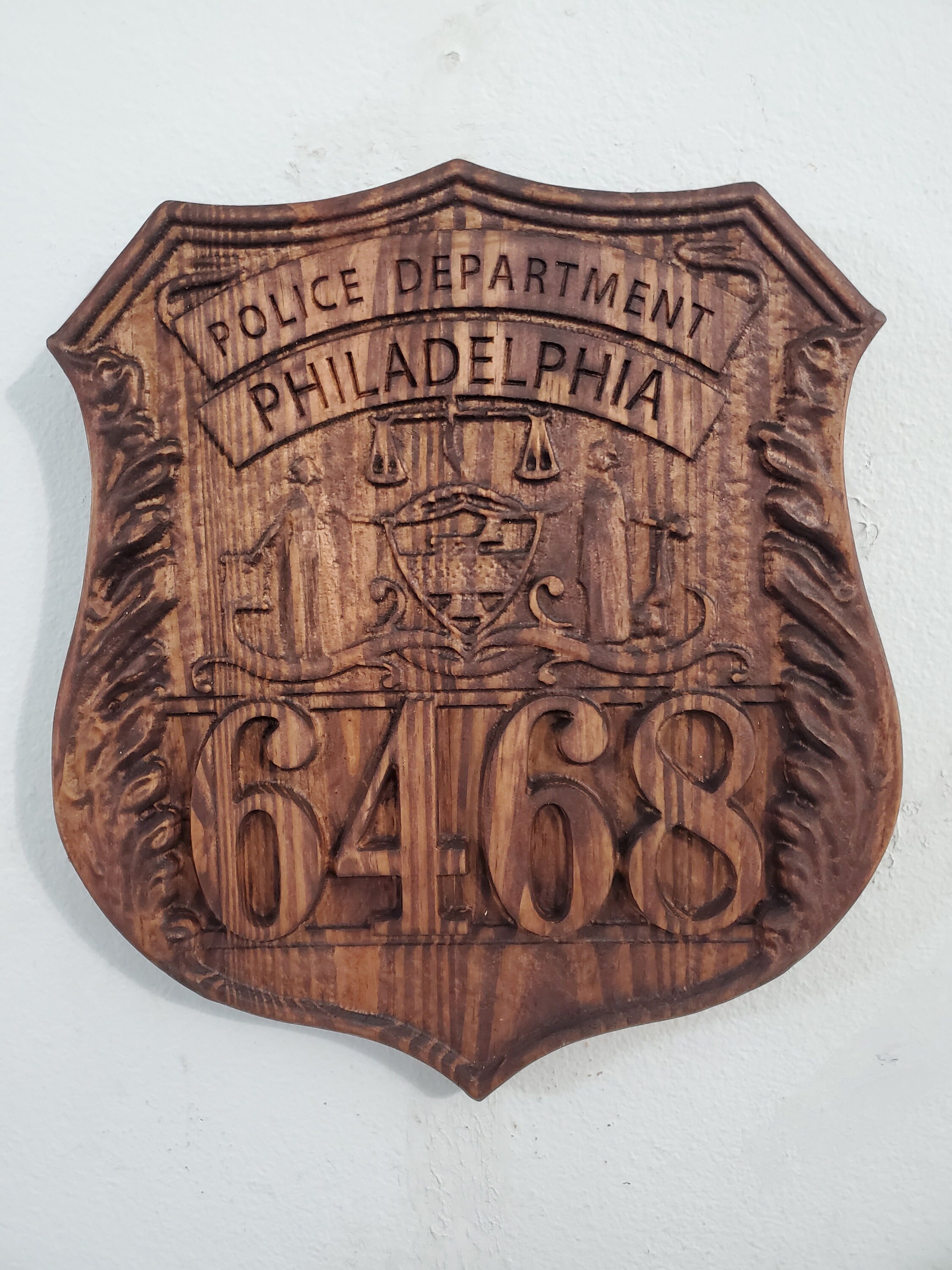 Personalized Philadelphia Police Badge: Carved Wood Sign - Etsy