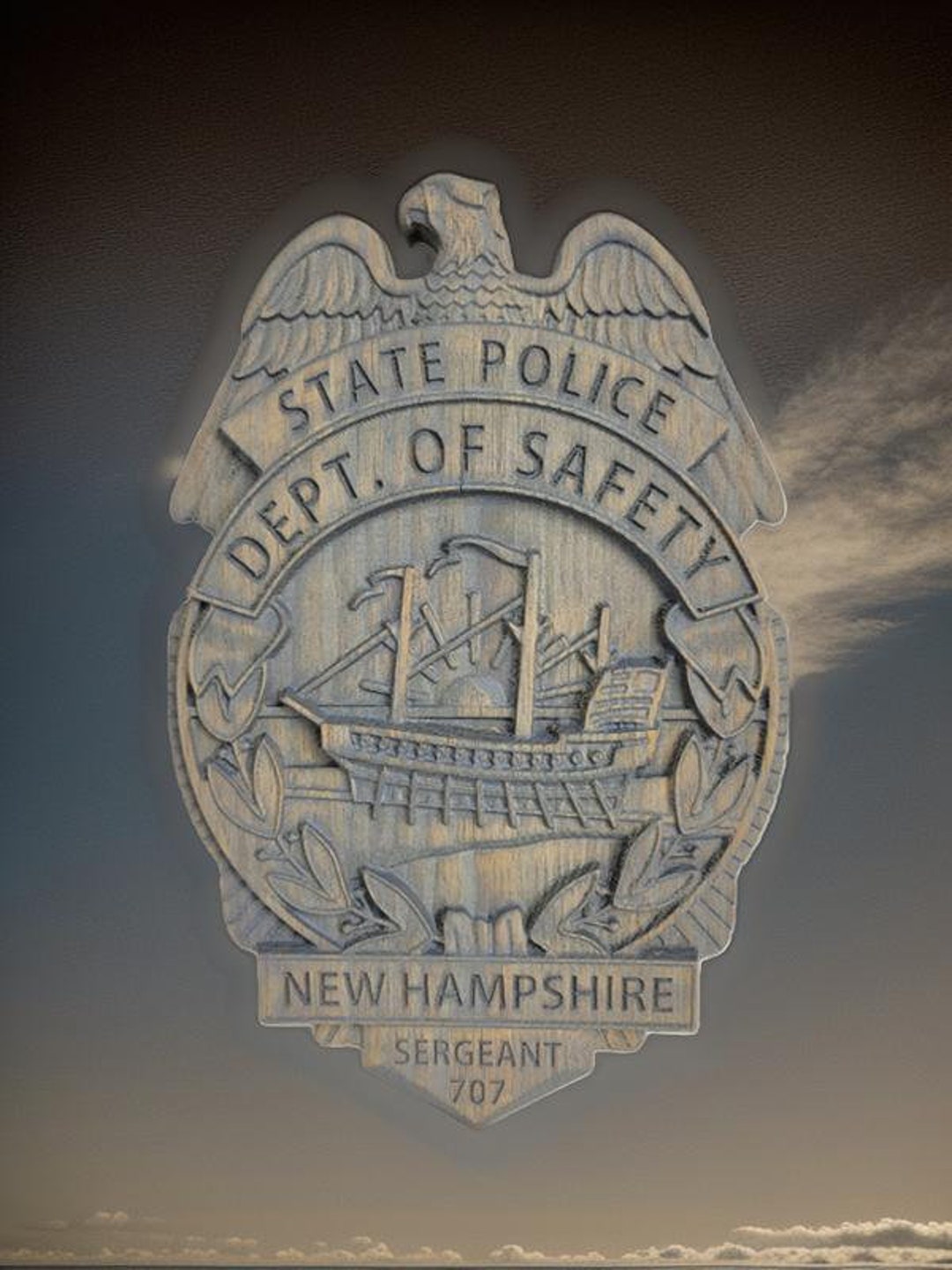 Personalized New Hampshire State Trooper Badge: Carved Wood Sign - Etsy