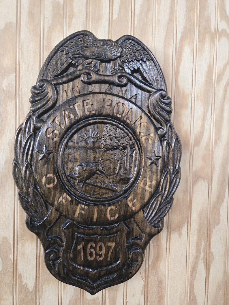 Personalized Indiana State Police Badge Wood Sign - V Carved - Etsy