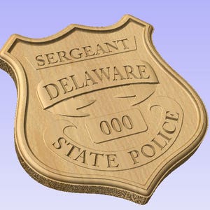 3D V CARVED - Personalized Delaware State Trooper Police Badge V Carved ...