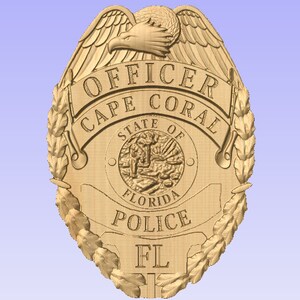 CCPD - Cape Coral Police Personalized Police Badge 3D V Carved Wood ...